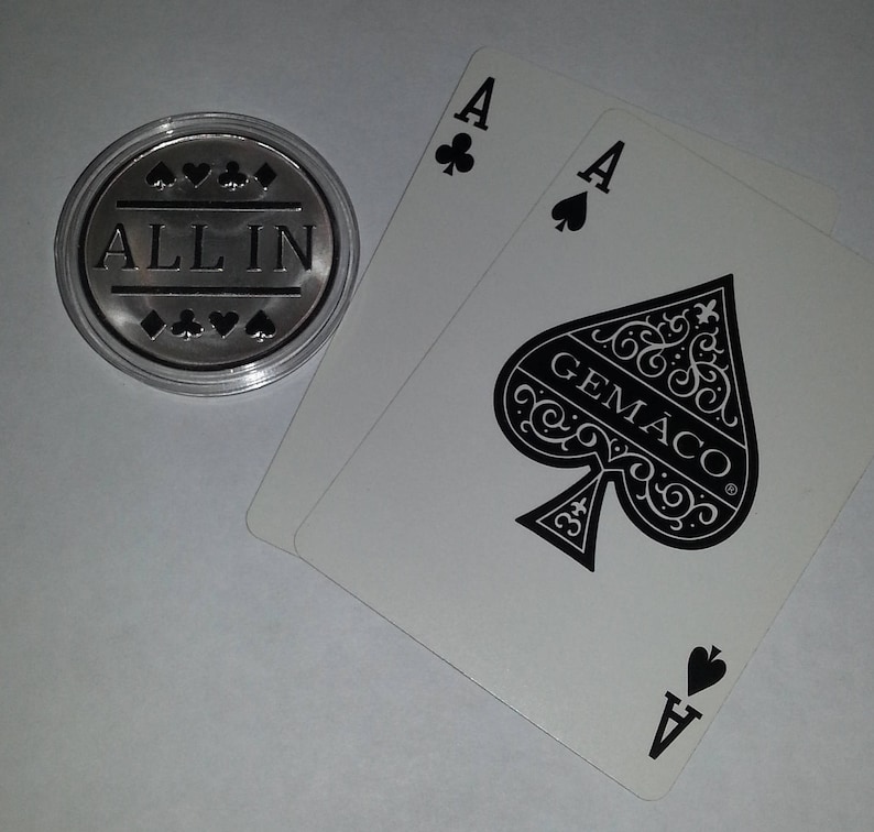 All in Poker Chip / Silver Clad Card Protector Bounty Chip - Etsy
