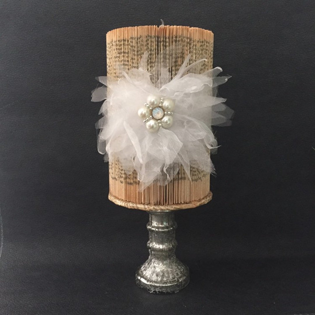 Vintage Folded Book Art Sculpture, Book Candle Holder, Vintage Paper ...