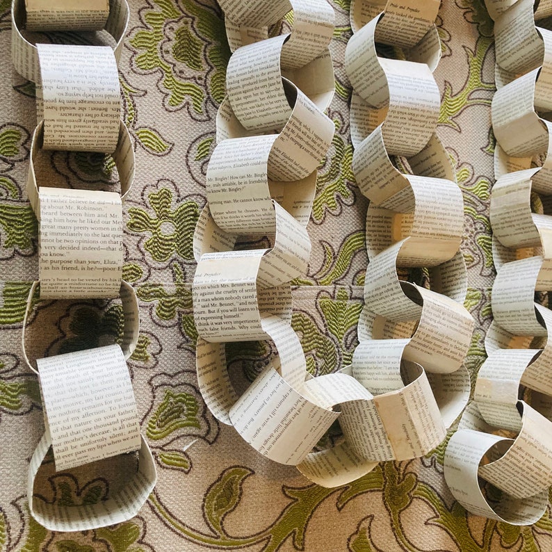 Paper Chains Triple Layered Book Page Decor Book Garland - Etsy