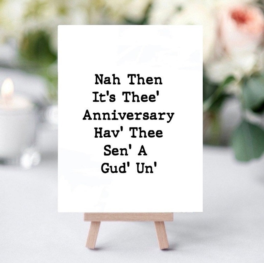 Yorkshire Anniversary Card, Nah Then, Happy Yorkshire Card, Yorkshire ...