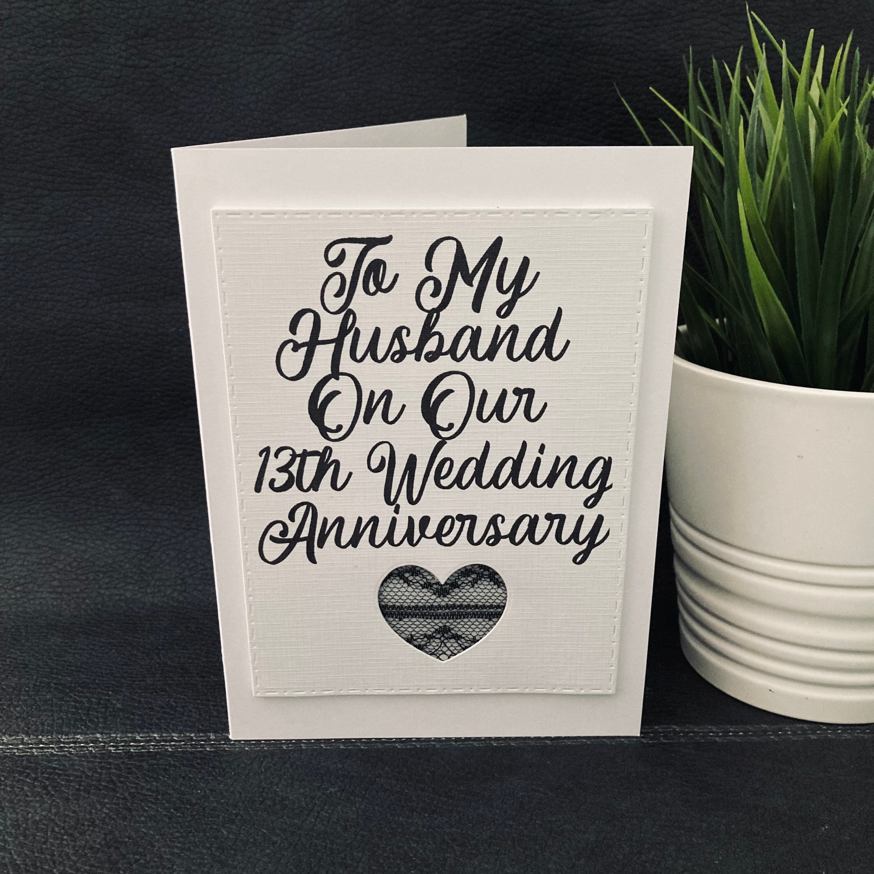 13th Lace Wedding Anniversary Card, to My Husband Wife on Our 13th ...