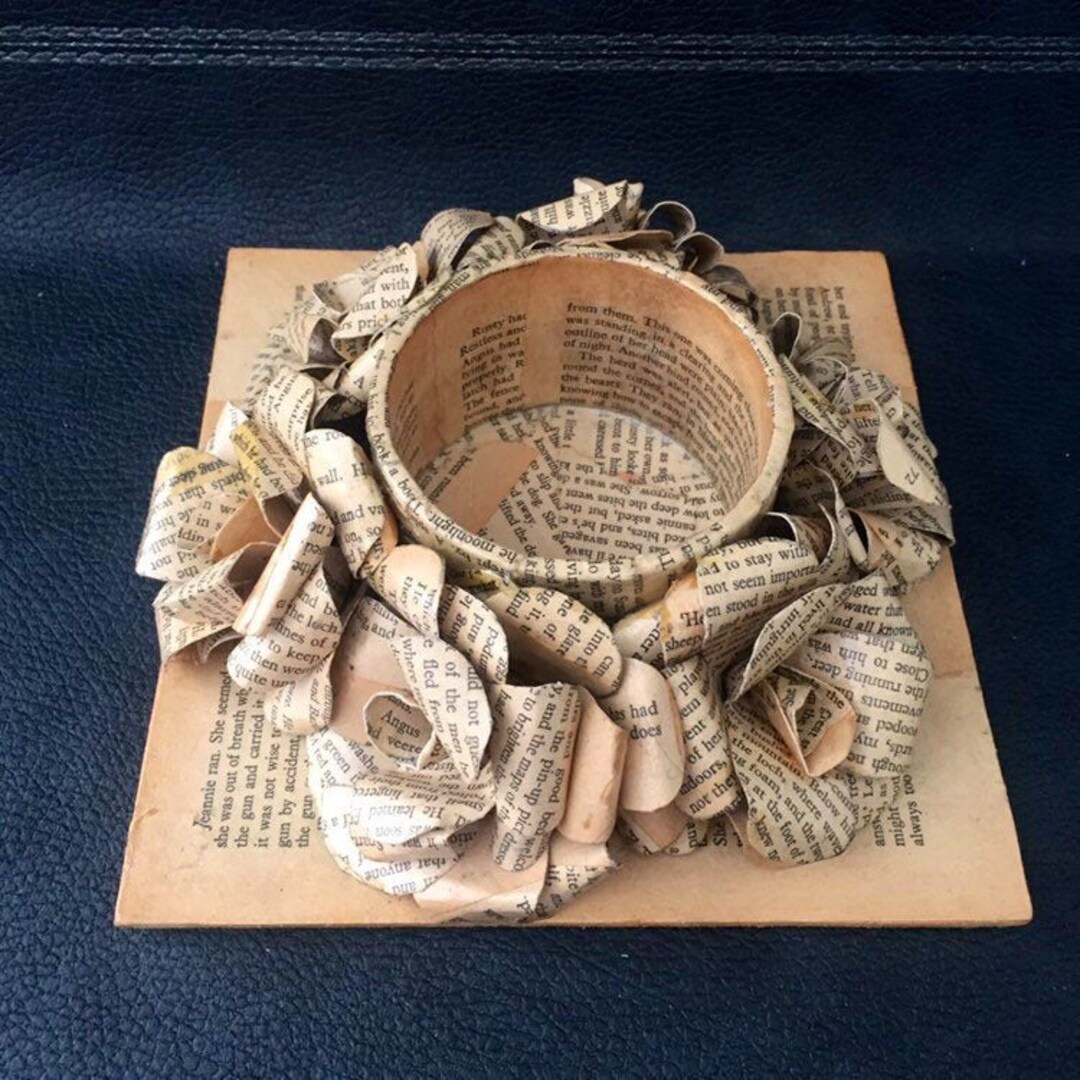 Vintage Paper Mache Sculpture, Book Paper Flowers, Home Decor, Book Art ...