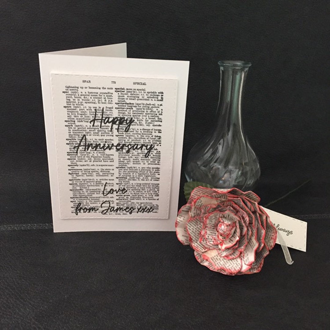 Personalised Anniversary Red Rose Gift, Personalised 1st Paper Wedding ...