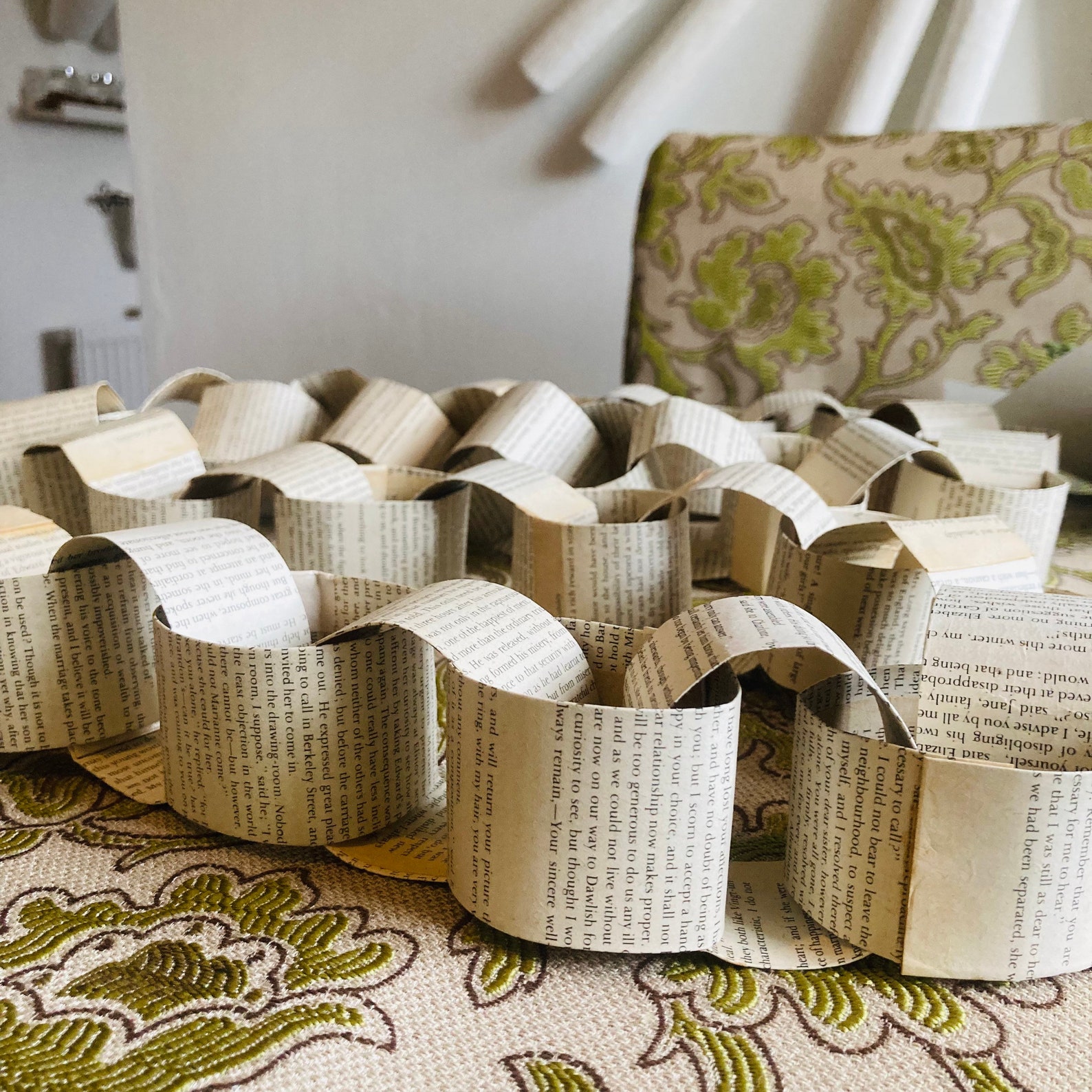 Paper Chains Triple Layered Book Page Decor Book Garland - Etsy