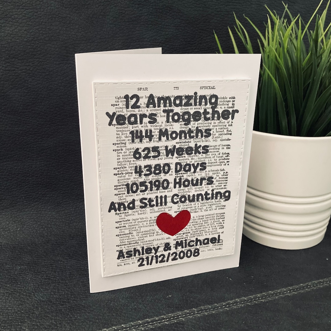 Personalised 12th Wedding Anniversary Card, Twelfth Anniversary Card ...