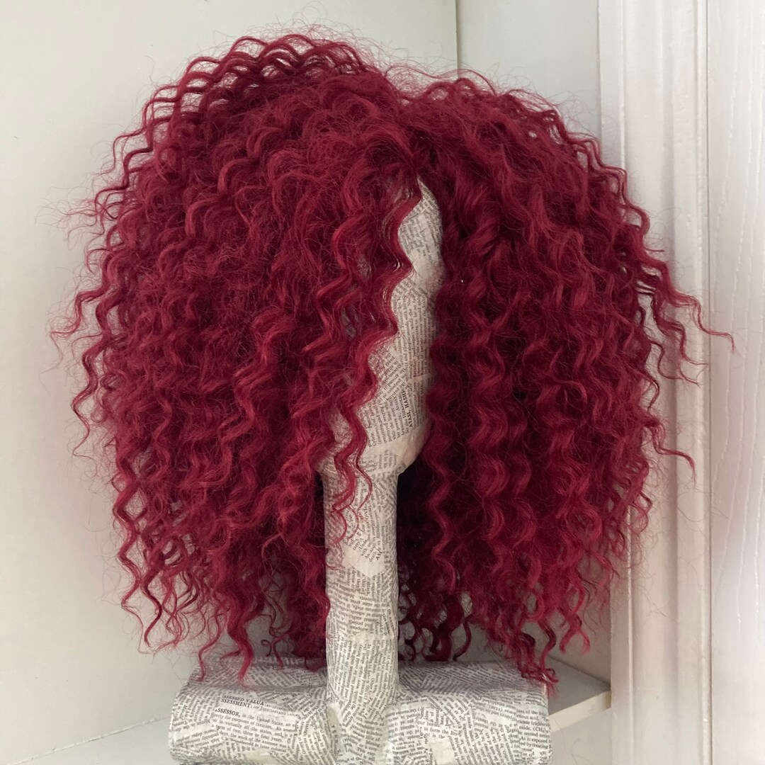 Red Wig, Handmade Synthetic Wigs, Wigs for Women, Red Wig, Burgundy ...