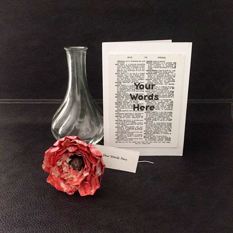 Personalised Paper Mache Flowers Book Page Flower Poppy - Etsy