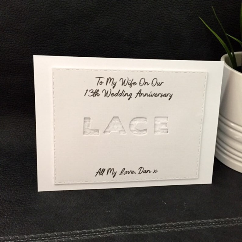 Personalised Lace Wedding Anniversary Gift Lace Card Love | Etsy