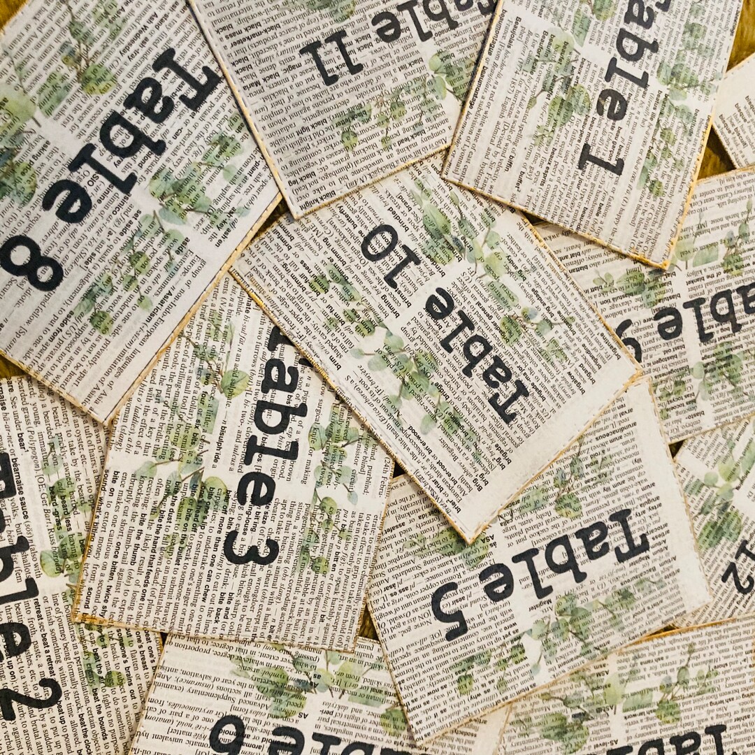 Wedding Table Numbers, Vintage Book Page Table Numbers, Literacy ...