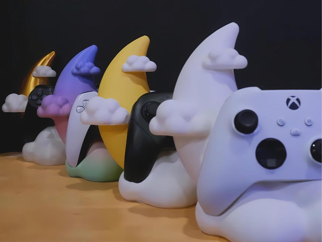 3D Printed Moon & Cloud Controller Stand | Celestial Video Game ...