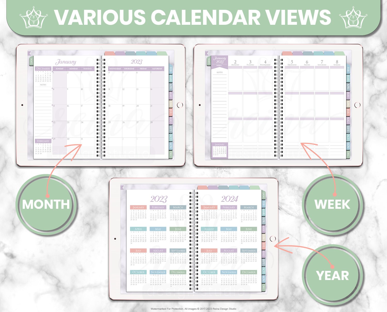 2023 Deluxe Digital Planner Vertical Weeks Silver Spiral - Etsy