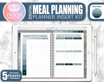 Meal Planning Digital Planner Insert Kit Kaleidoscope | Etsy