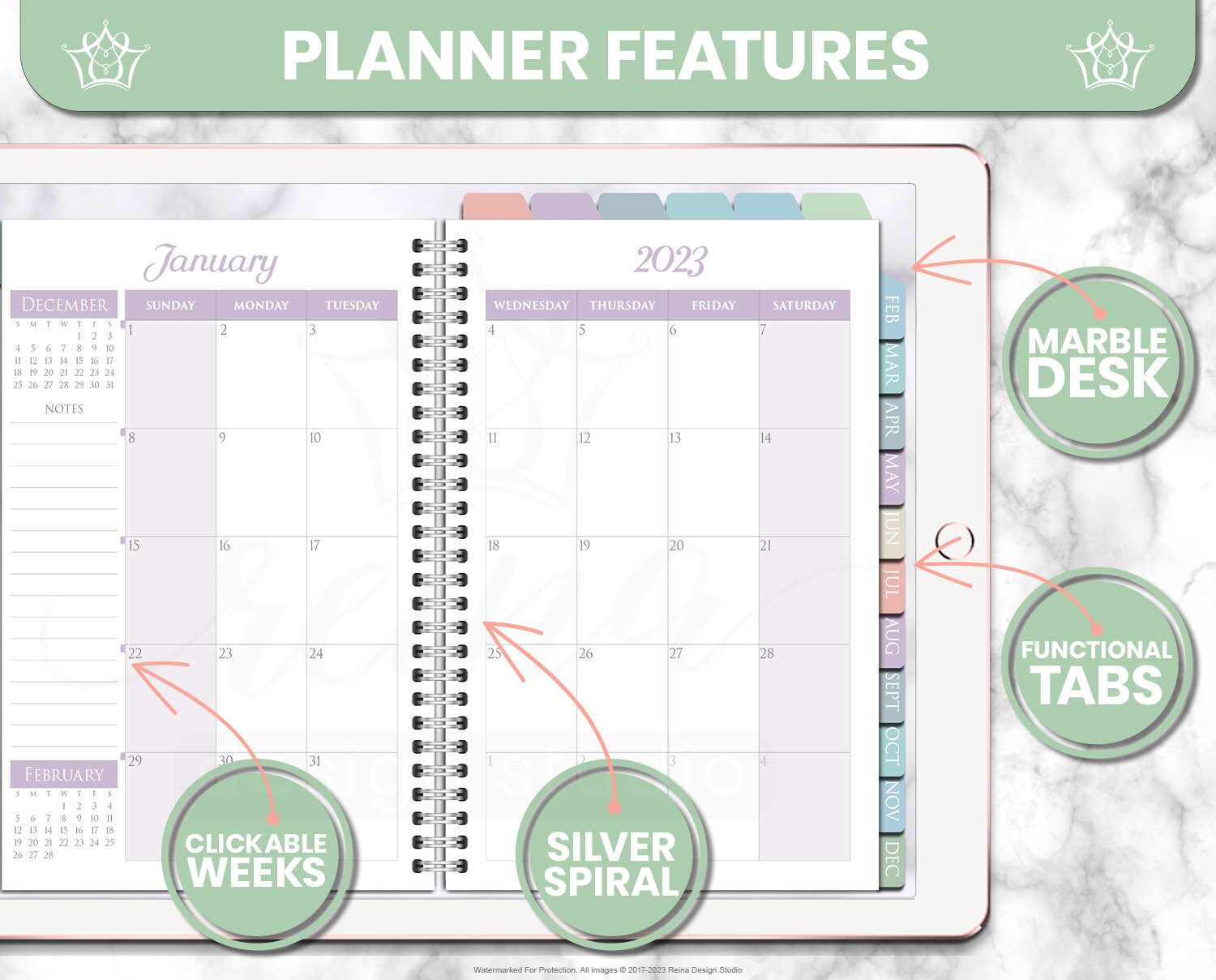 2023 Deluxe Digital Planner Vertical Weeks Silver Spiral - Etsy