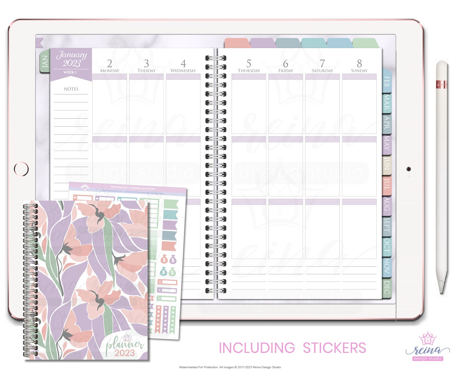 2023 Deluxe Digital Planner Vertical Weeks Silver Spiral - Etsy