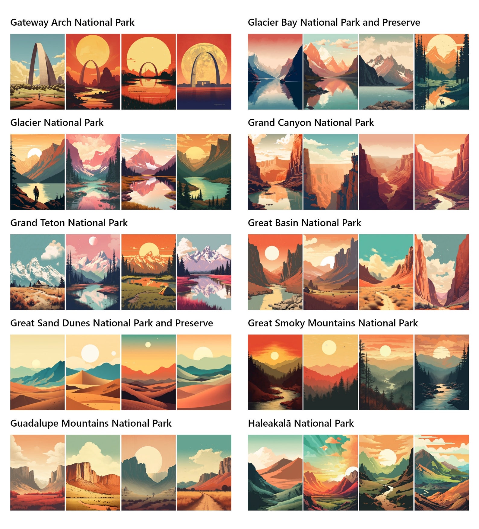 All 63 US National Parks Posters Bundle of National Park - Etsy