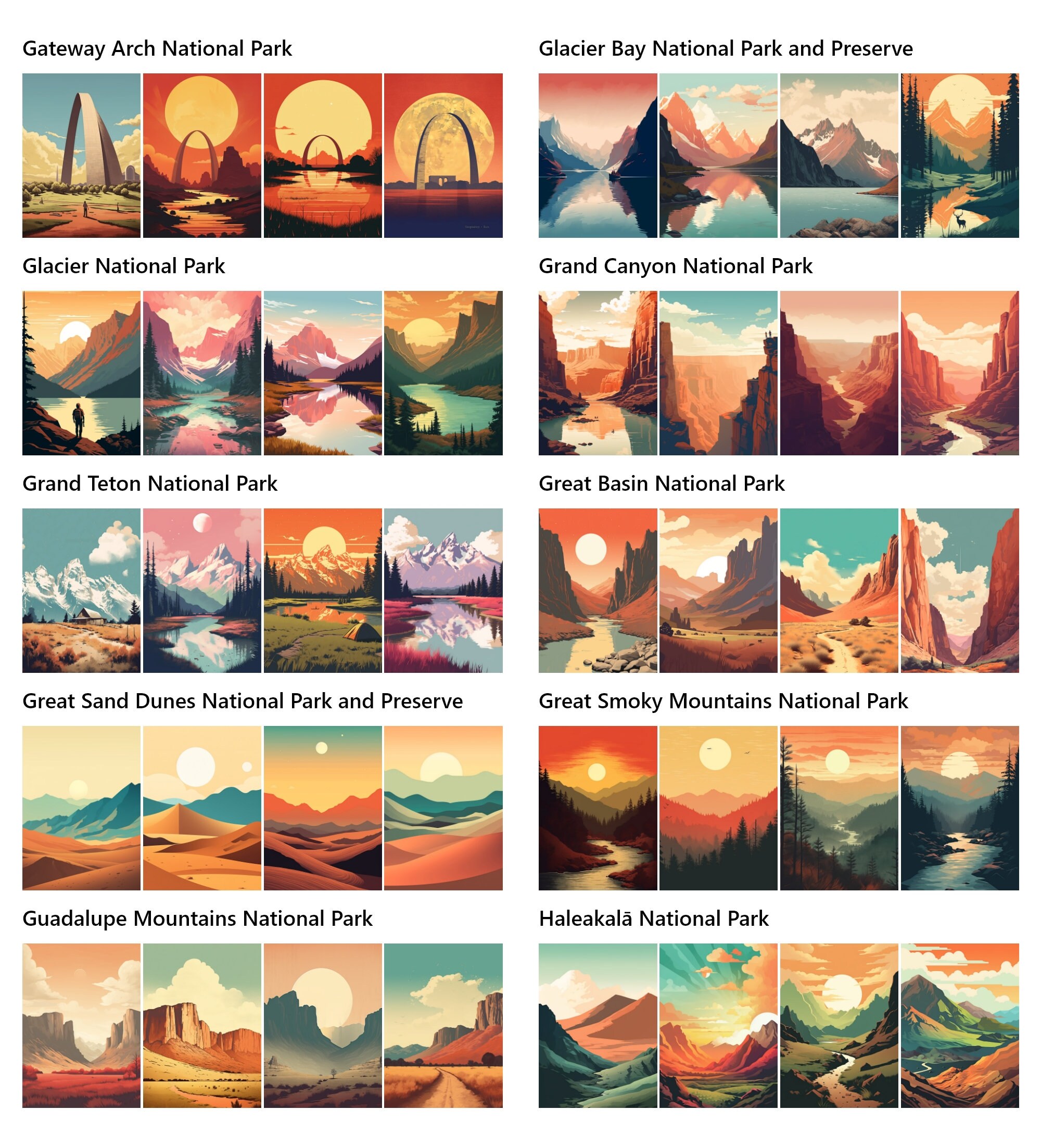 All 63 US National Parks Posters Bundle of National Park - Etsy