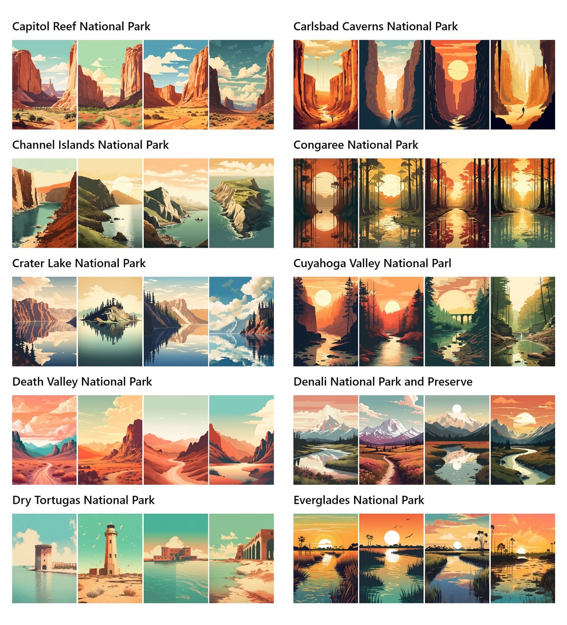 All 63 US National Parks Posters Bundle of National Park - Etsy