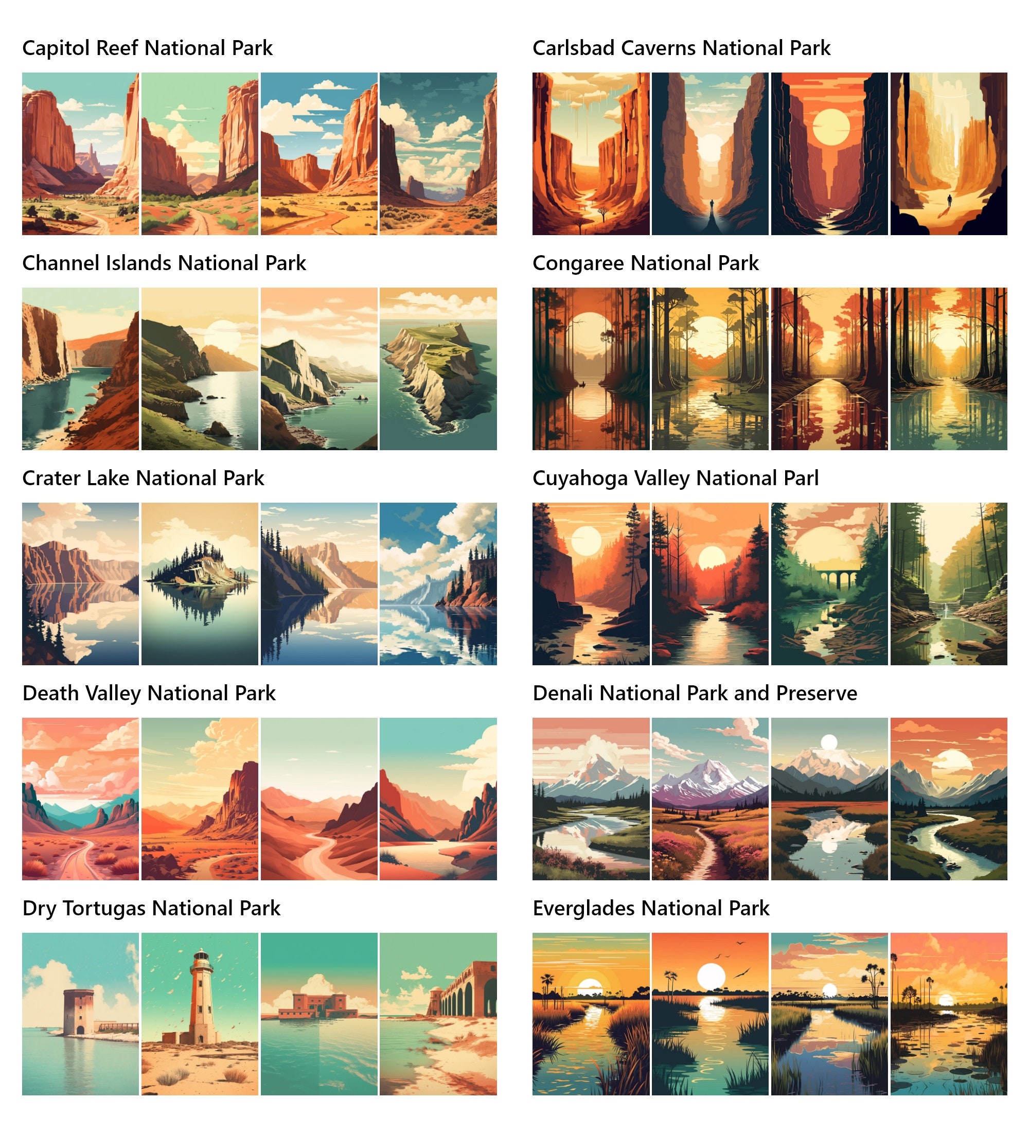 All 63 US National Parks Posters Bundle of National Park - Etsy