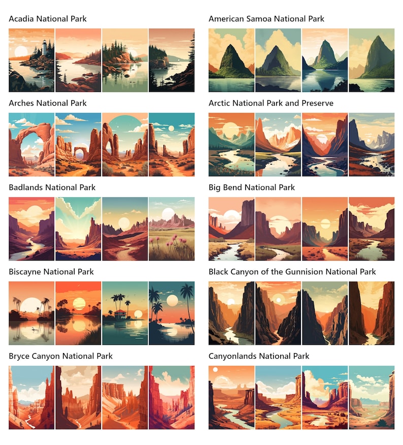 All 63 US National Parks Posters Bundle of National Park - Etsy