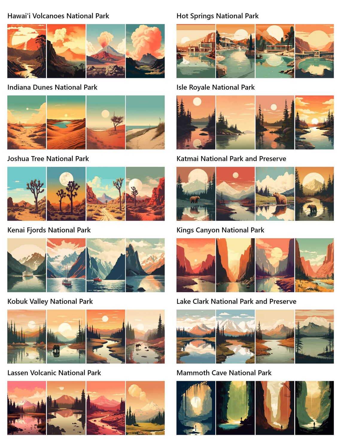 All 63 US National Parks Posters Bundle of National Park - Etsy