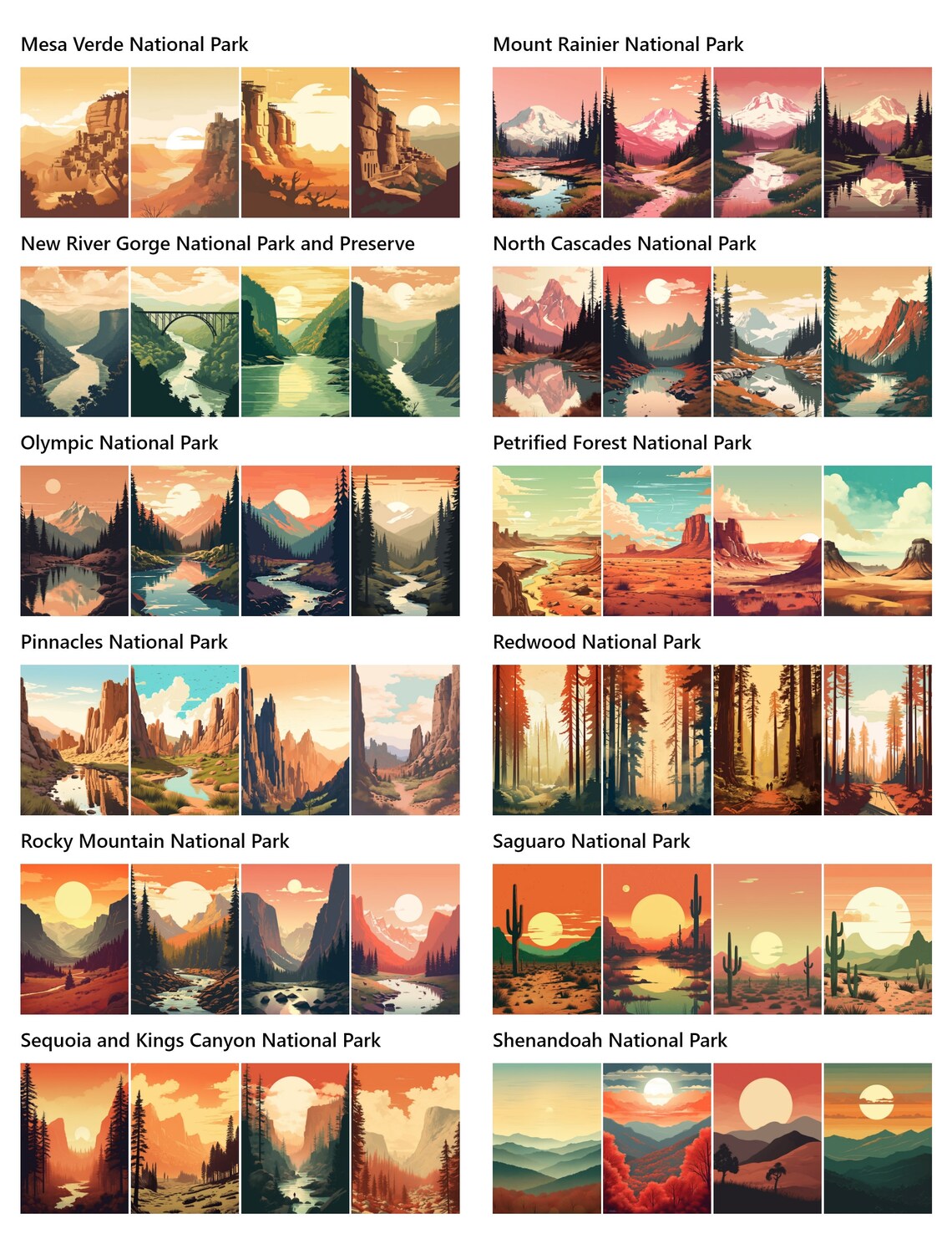 All 63 US National Parks Posters Bundle of National Park - Etsy