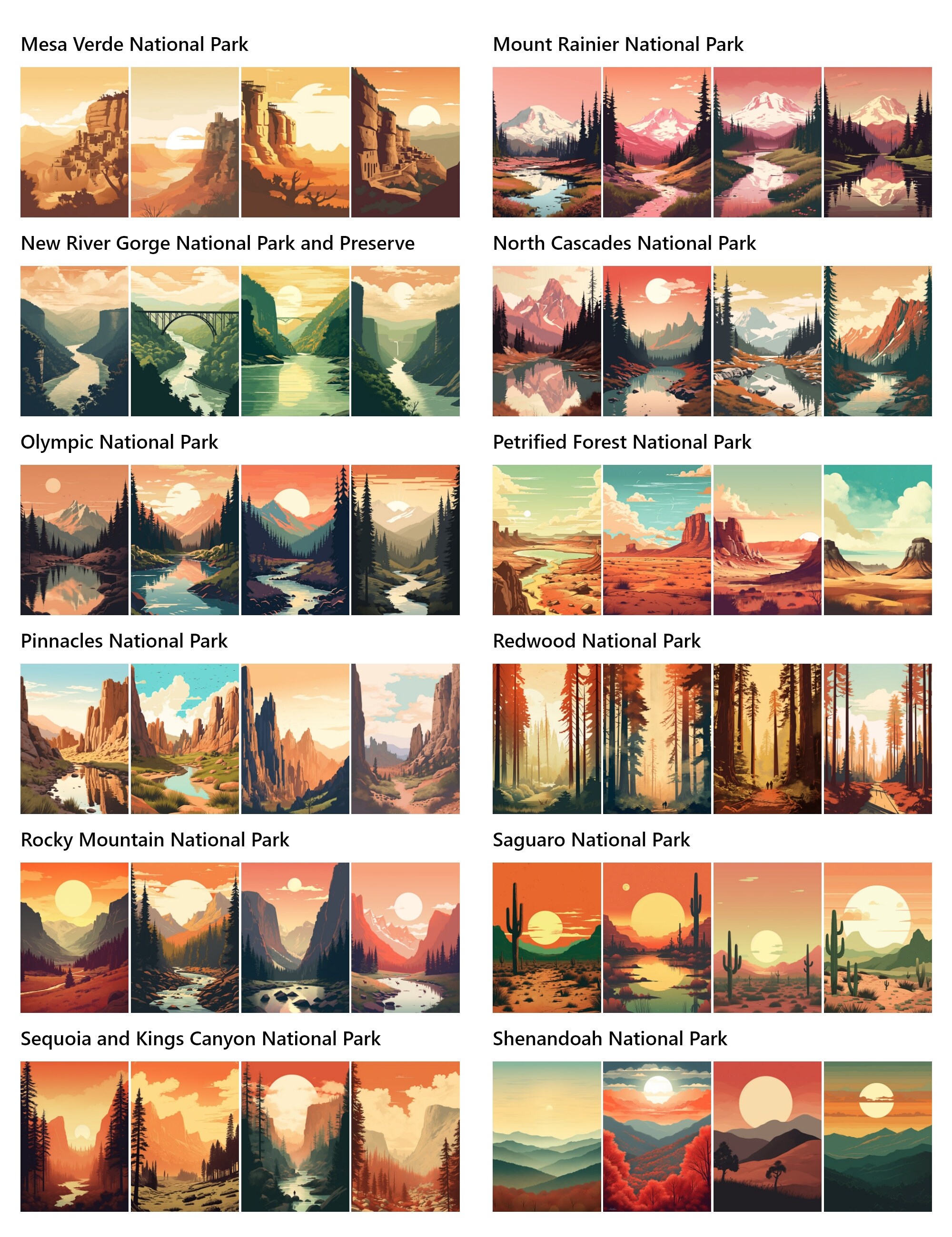 All 63 US National Parks Posters Bundle of National Park - Etsy
