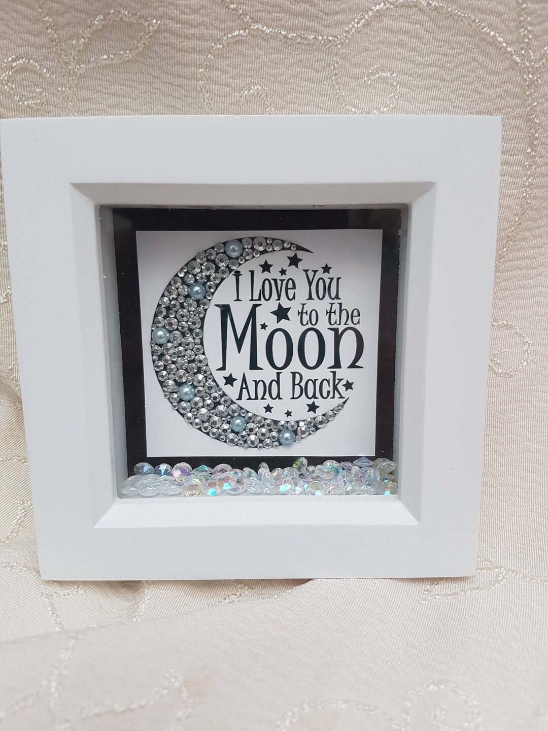 Beautiful Handmade Mini 3D Crystal Box Frame Love You To The Moon Gift ...