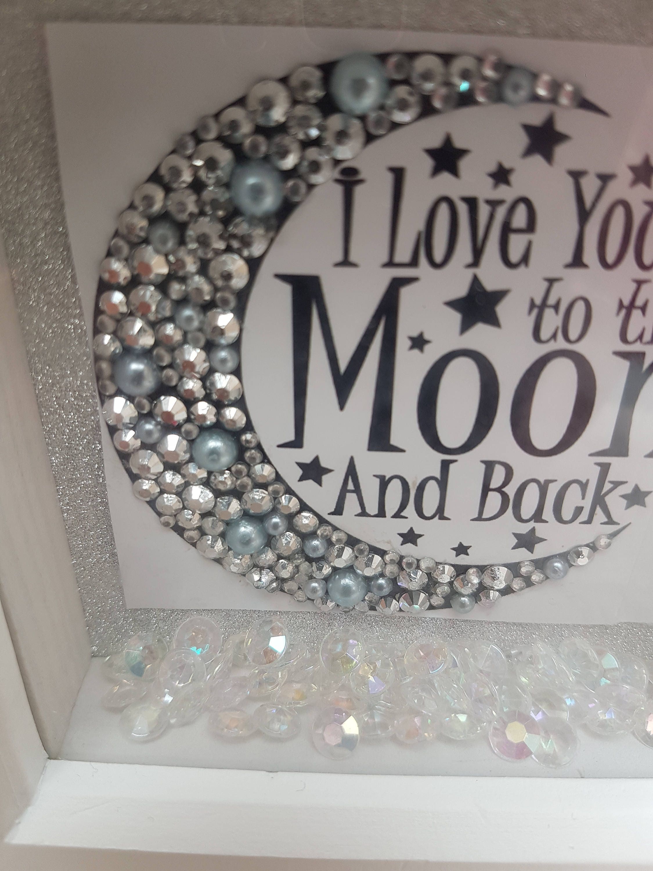 Beautiful Handmade Mini 3D Crystal Box Frame Love You To The Moon Gift ...