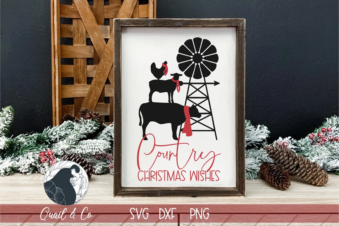 Country Christmas SVG, Windmill, Farm Animals, Country, Holiday Decor ...