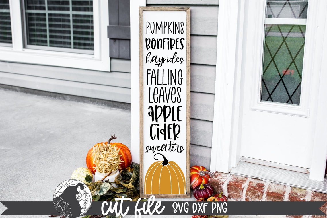 Fall Words Porch Sign SVG Vertical Fall Sign SVG Pumpkins - Etsy