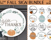 Fall SVG Bundle Round Sign SVG Autumn SVG Thanksgiving - Etsy