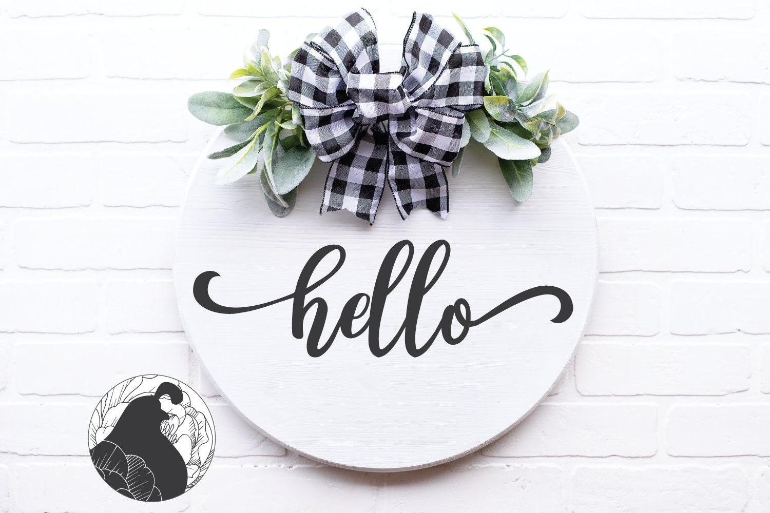Hello Svg Door Hanger Round Sign Svg Round Welcome Svg Etsy Uk