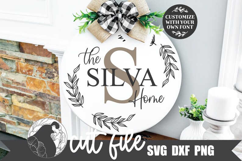 Round Family Name SVG Name Sign With Branches SVG Farmhouse - Etsy