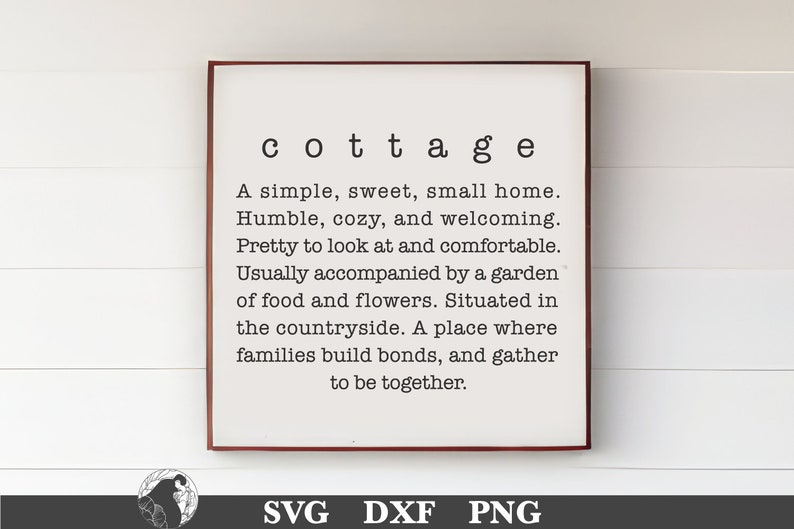 Cottage Definition SVG: Farmhouse Sign, Cottagecore Decor (digital ...