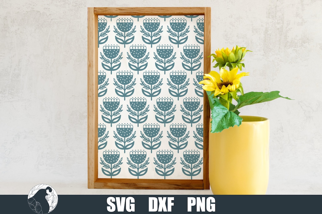 Folk Art Flower Pattern Svg, Flowers Svg, Scandinavian Design, Scandi ...