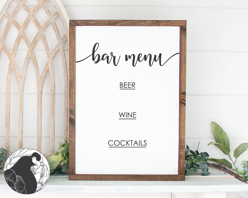 Svg Files Bar Menu Svg Wedding Svg Wedding Sign Svg Cut - Etsy