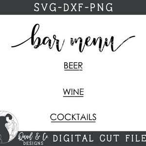 Svg Files, Bar Menu Svg, Wedding Svg, Wedding Sign Svg, Cut Files ...
