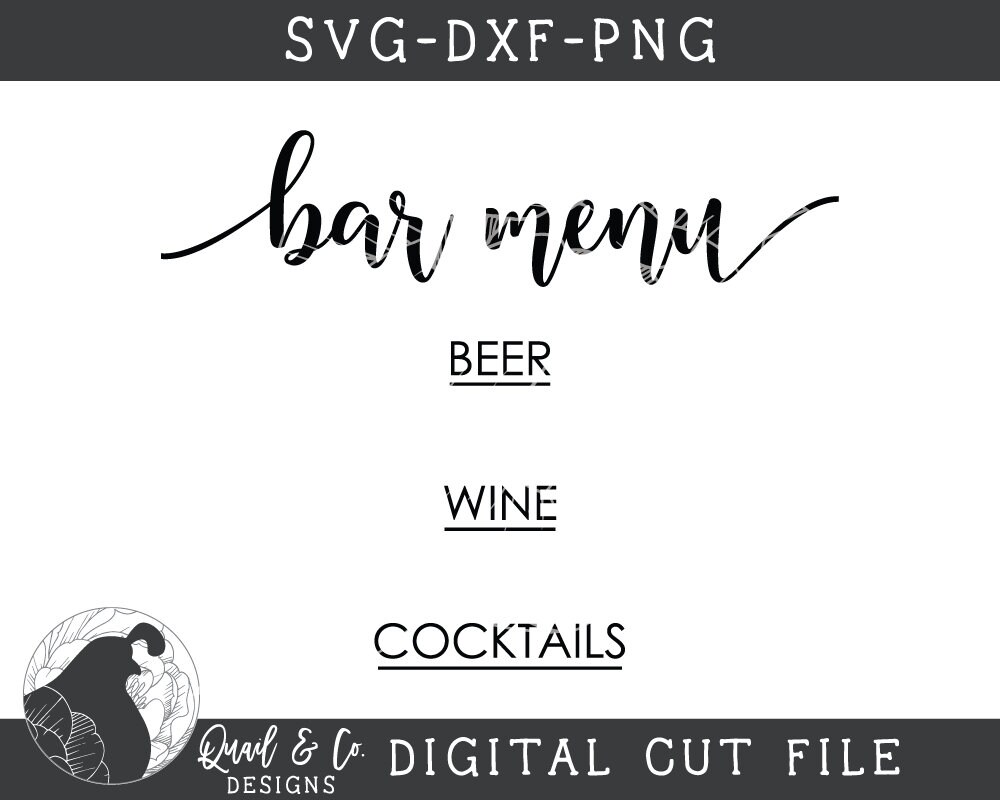 Svg Files Bar Menu Svg Wedding Svg Wedding Sign Svg Cut - Etsy