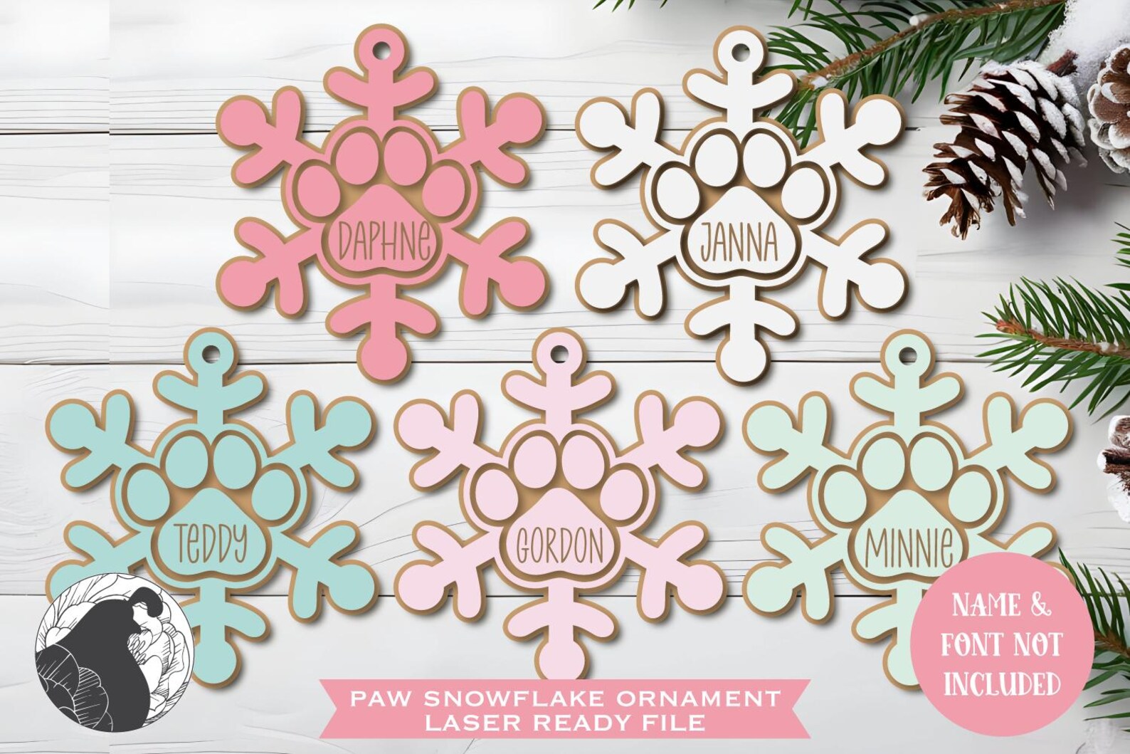 Dog Paw Snowflake Ornament Laser Cut File (SVG, DXF) - Etsy