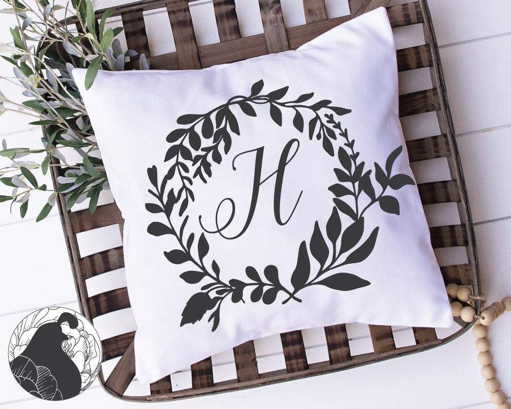 Wreath Monogram Farme SVG Initial Frame Svg Wreath Cut File - Etsy