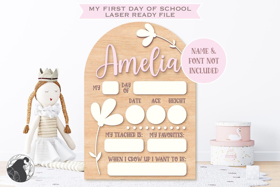 First Day of School Sign SVG: Laser Cut File, 3D Wood Design (digital ...