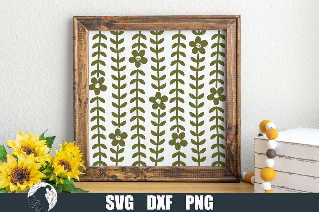 Scandi Flower Vine Svg, Floral Pattern Svg, Scandinavian Design, Scandi ...