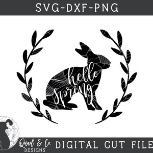 SVG Files, Hello Spring Svg, Rabbit Svg, Easter Svg, Spring Svg, Bunny ...