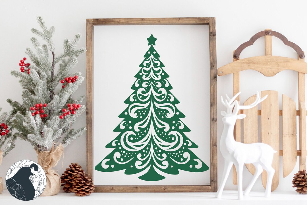 Vintage Christmas Tree SVG, Christmas Sign SVG, Christmas Printable JPG ...