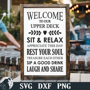 Welcome to Our Deck SVG, Deck Rules SVG, Deck Decor, Farmhouse Sign Svg ...