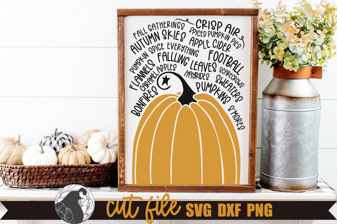 Fall Words SVG, Pumpkin PNG, Fall Sign Sublimation, Autumn Printable ...