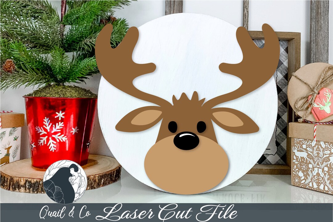 Reindeer Laser Cut File: Christmas SVG Glowforge Design (digital ...