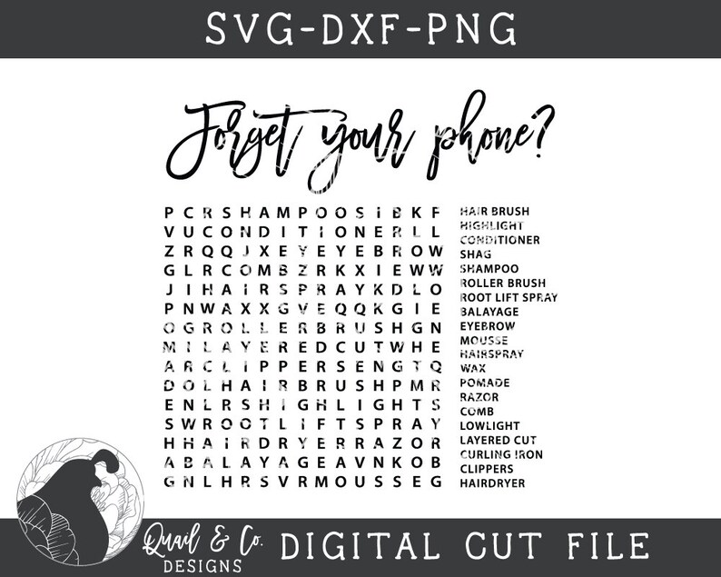 Salon SVG Word Search Svg Salon Cut File Stylist Wall Art - Etsy