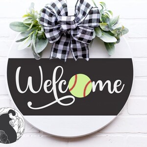 Baseball Welcome SVG, Round Baseball SVG, Door Hanger Cut File ...