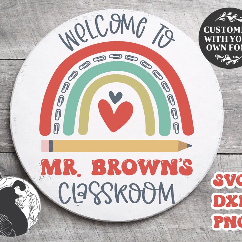 Rainbow Teacher Sign - Etsy